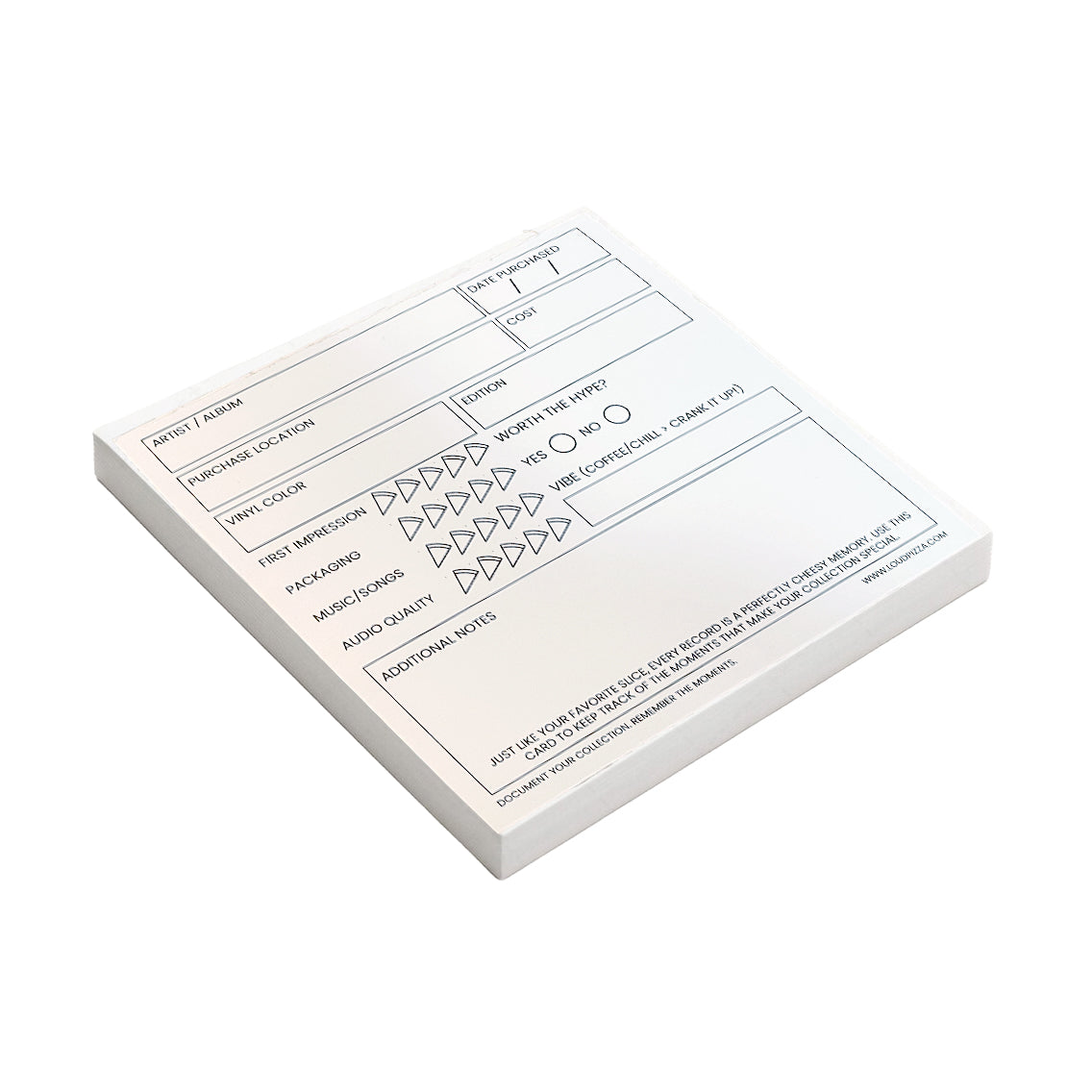 Loud Pizza Records "Cheesy Memory Catalog Notepad" – LOUD PIZZA RECORDS